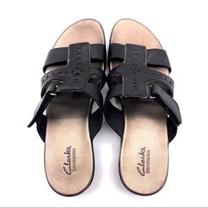 Clarks | Shoes | Clarks Bendable Black Leather Sandals | Poshmark
